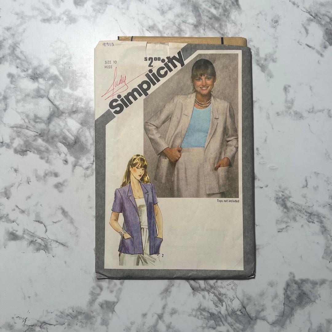 80s Misses' Jiffy Unlined Jacket Pattern, Loose Fitting Long or Short ...