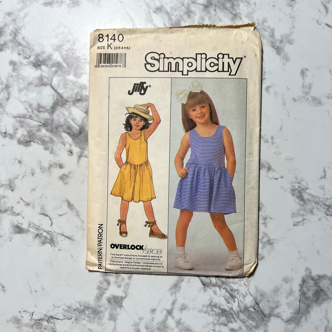 80s Jiffy Child's Pullover Dress Pattern in 2 Lengths, Girl's Easy Sleeveless Summer Dress ...