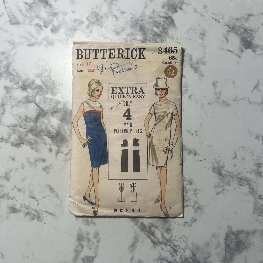 60s Extra Quick and Easy One-piece Dress Pattern, Short Sleeve or ...