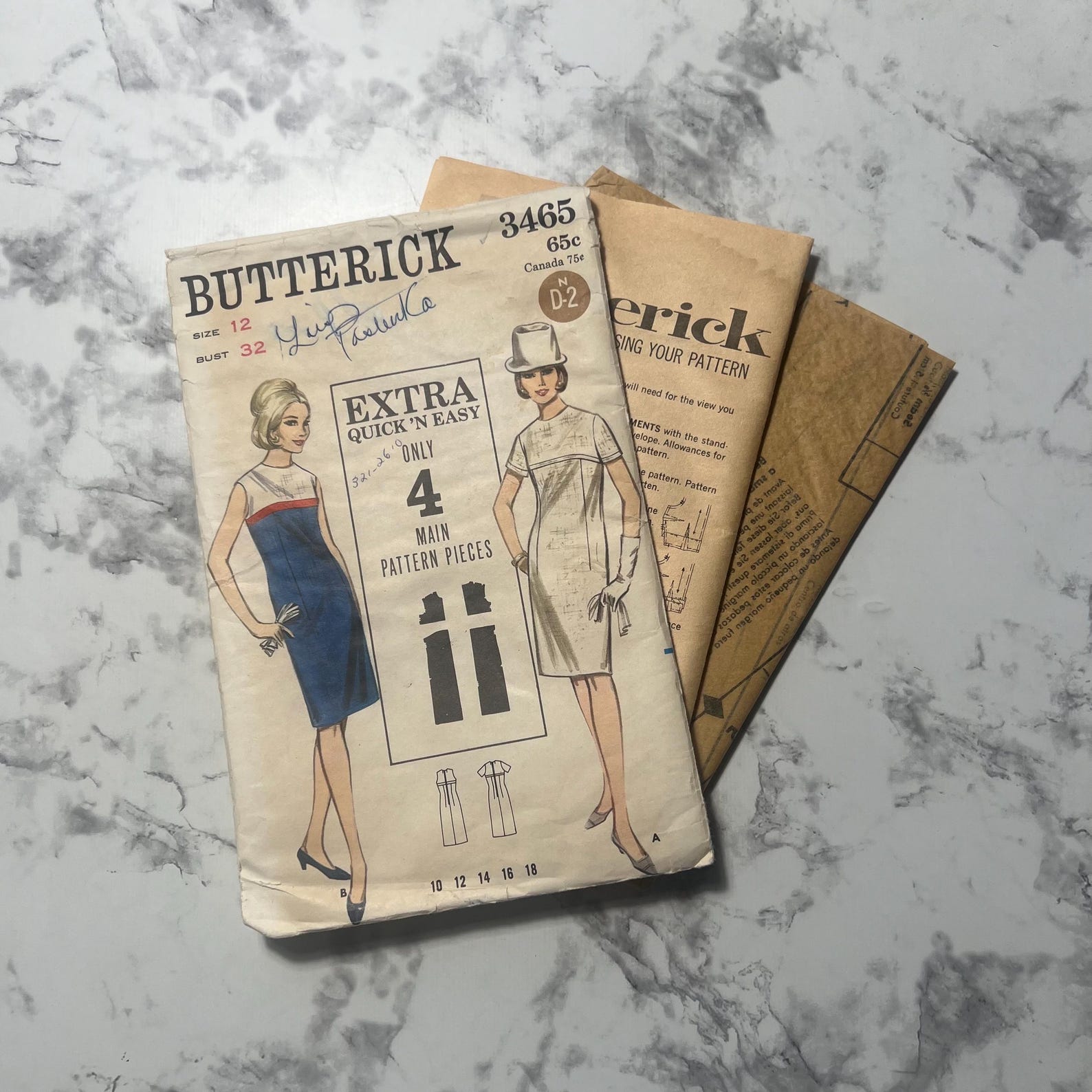 60s Extra Quick and Easy One-piece Dress Pattern, Short Sleeve or ...