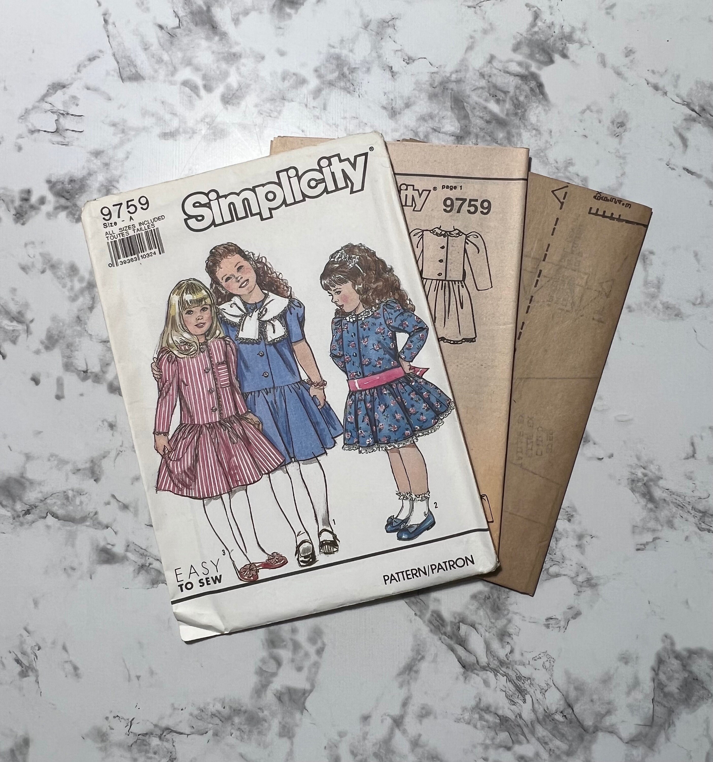 90s Easy to Sew Child's Dress, Simple to Make Long or Short Sleeve Kid ...