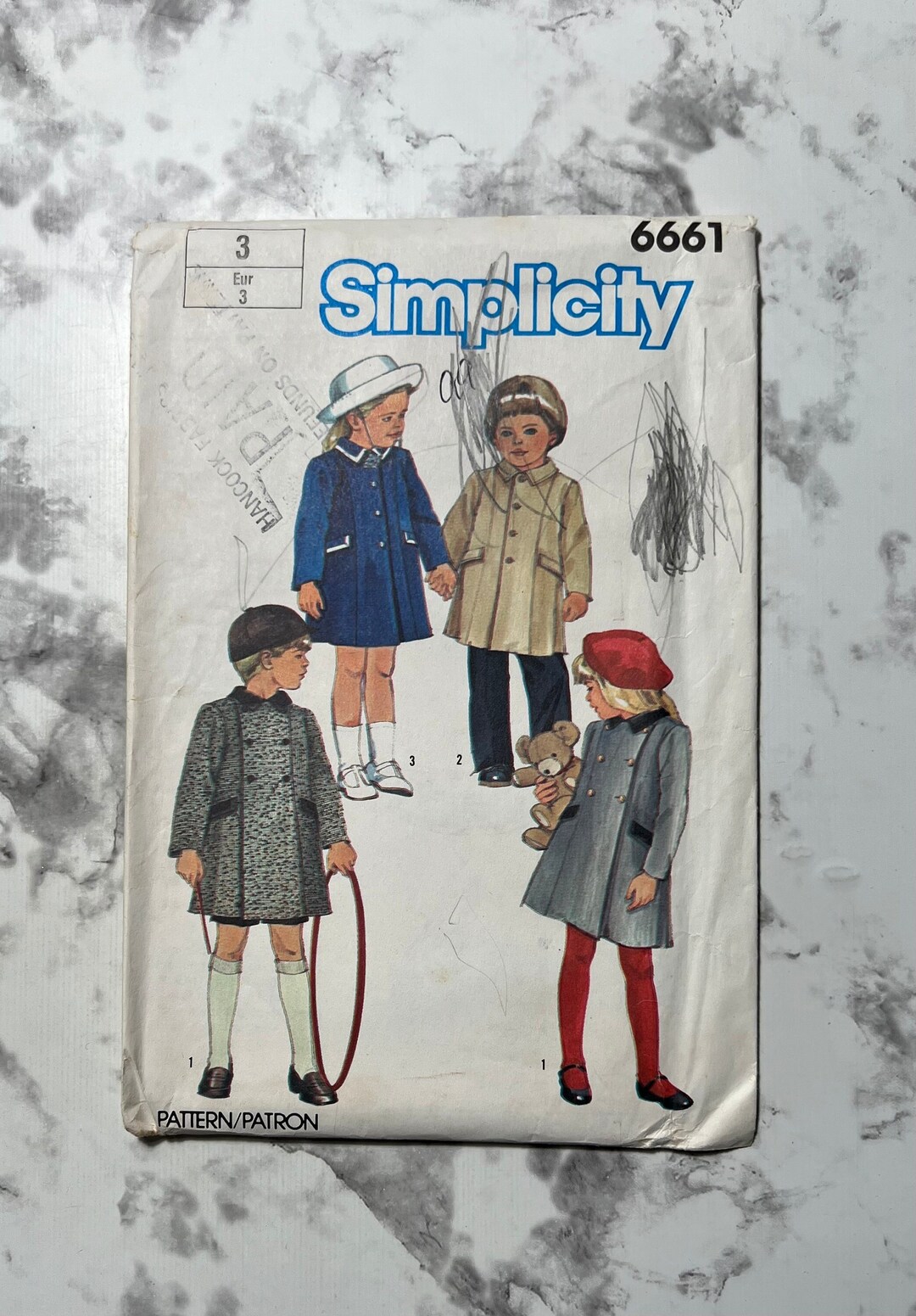 80s Child's Single Breasted and Double Breasted Lined Coat Pattern ...