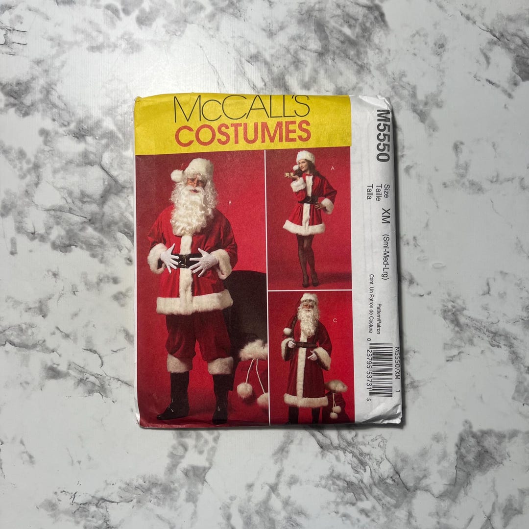 Misses' and Men's Santa Costumes and Bag Pattern, Christmas Santa Costume Pattern, Mccall's ...