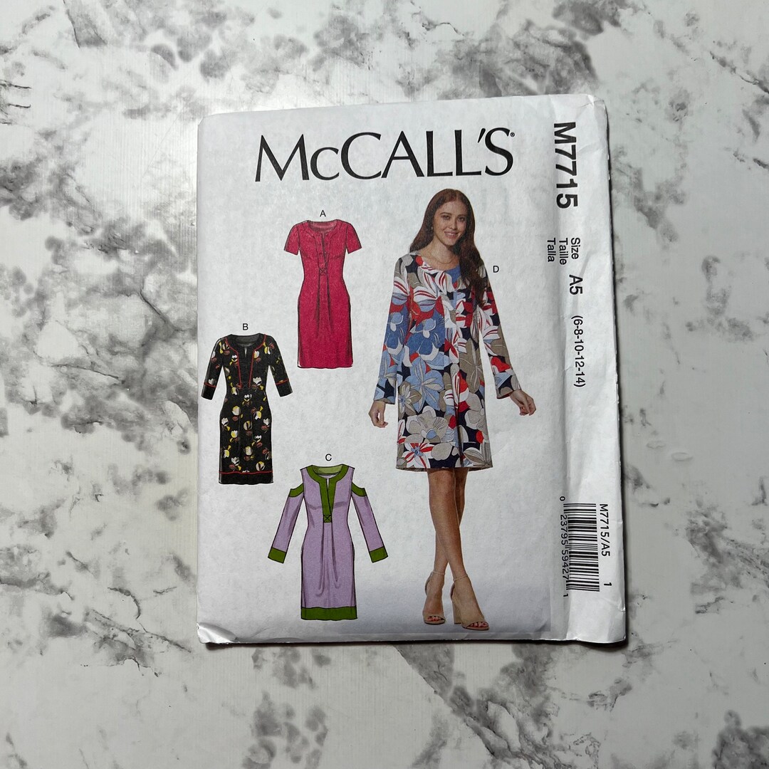 Misses' Dresses Pattern, Knee Length Dress Pattern With Sleeve ...