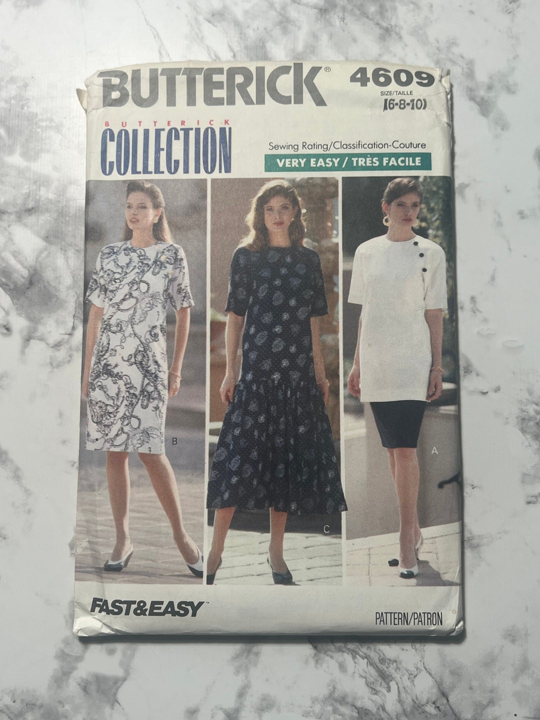 90s Very Easy Misses Dress, Top, and Skirt Pattern, Short Sleeve Dress ...
