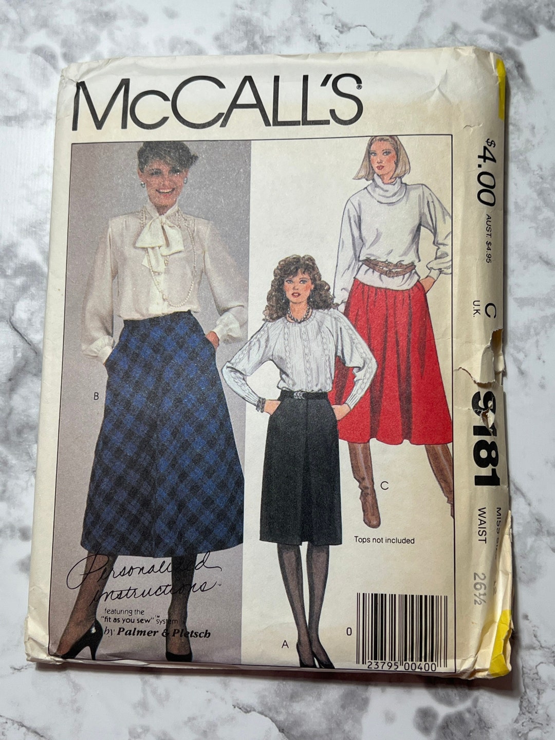 80s Misses Skirt Pattern, Straight or Full Skirt Pattern, Midi Length ...