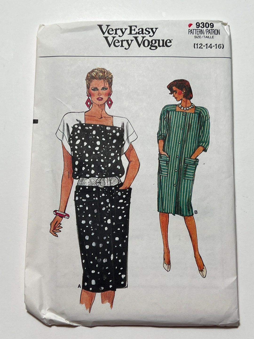 80s Very Easy Misses Dress Pattern, Loose Fitting Dress With Patch ...