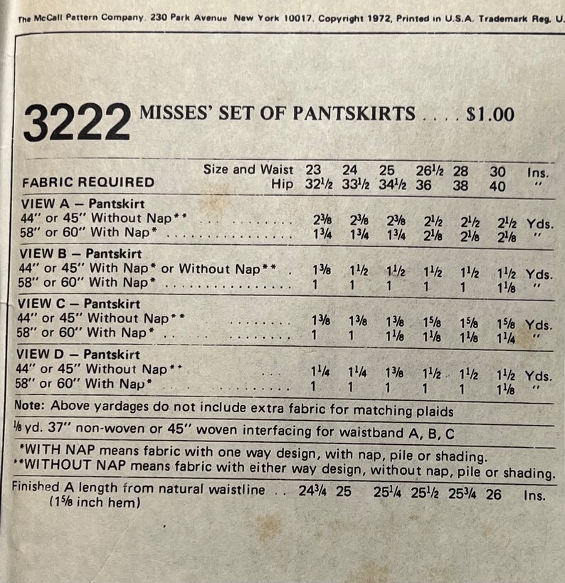 70s Misses Set of Pantskirts Pattern, Women's Short Wrap Front Skorts ...