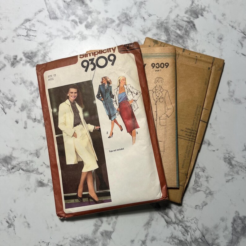 70s Misses' Lined Jacket or Three Quarter Length Coat and Skirt Pattern ...