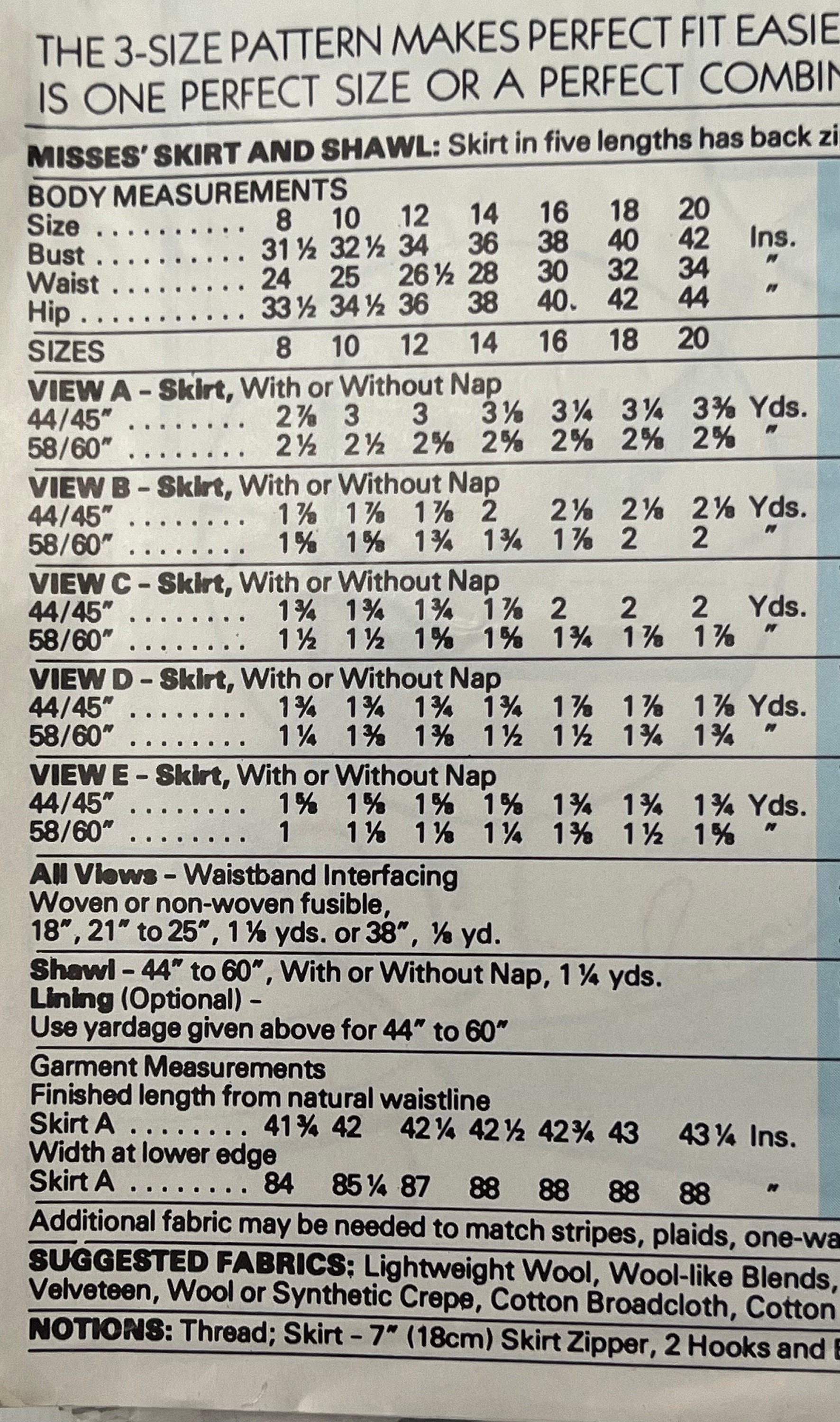70s Show Me! Pattern, Misses' Skirt and Shawl Pattern, Easy to Sew ...