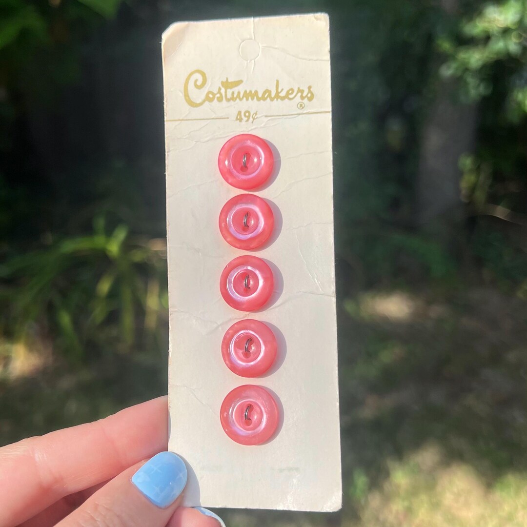 Vintage Costumakers Buttons, Small Round Pink Plastic 2-hole Buttons on ...