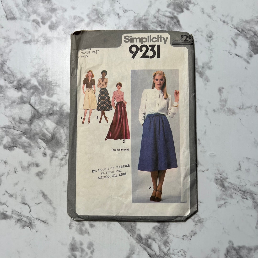 70s Misses' Bias Skirt Pattern in 3 Lengths and Tie Belt, Midi or Maxi ...
