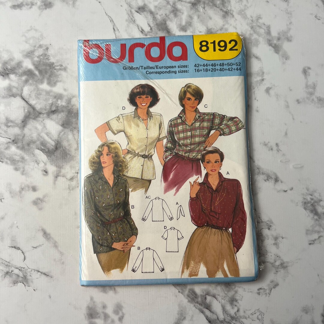 80s Shirts Pattern, Long or Short Sleeve Collared Button Down Shirt ...