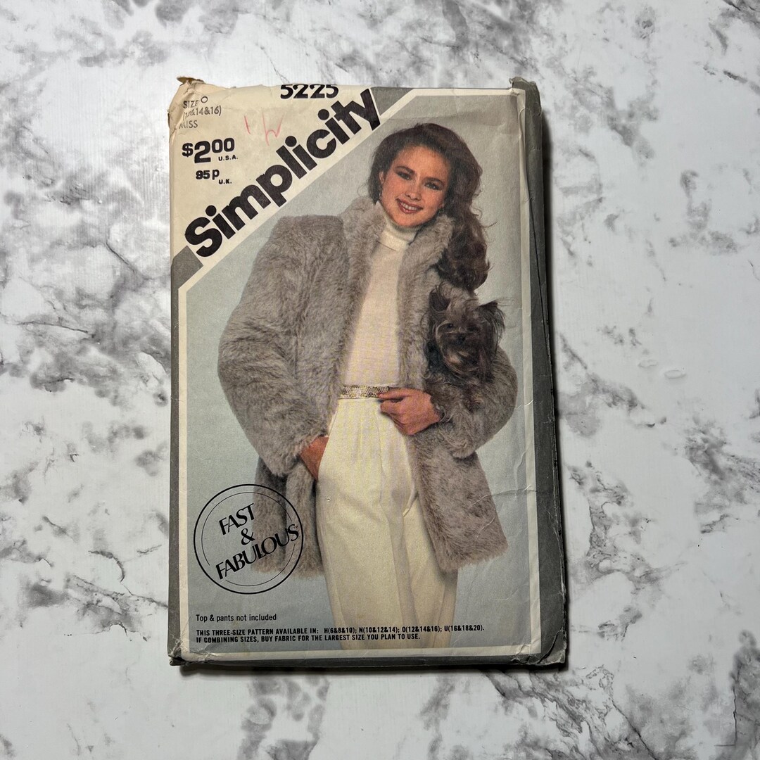 80s Misses' Fast and Fabulous Lined Jacket Pattern, Lined Faux Fur Coat ...