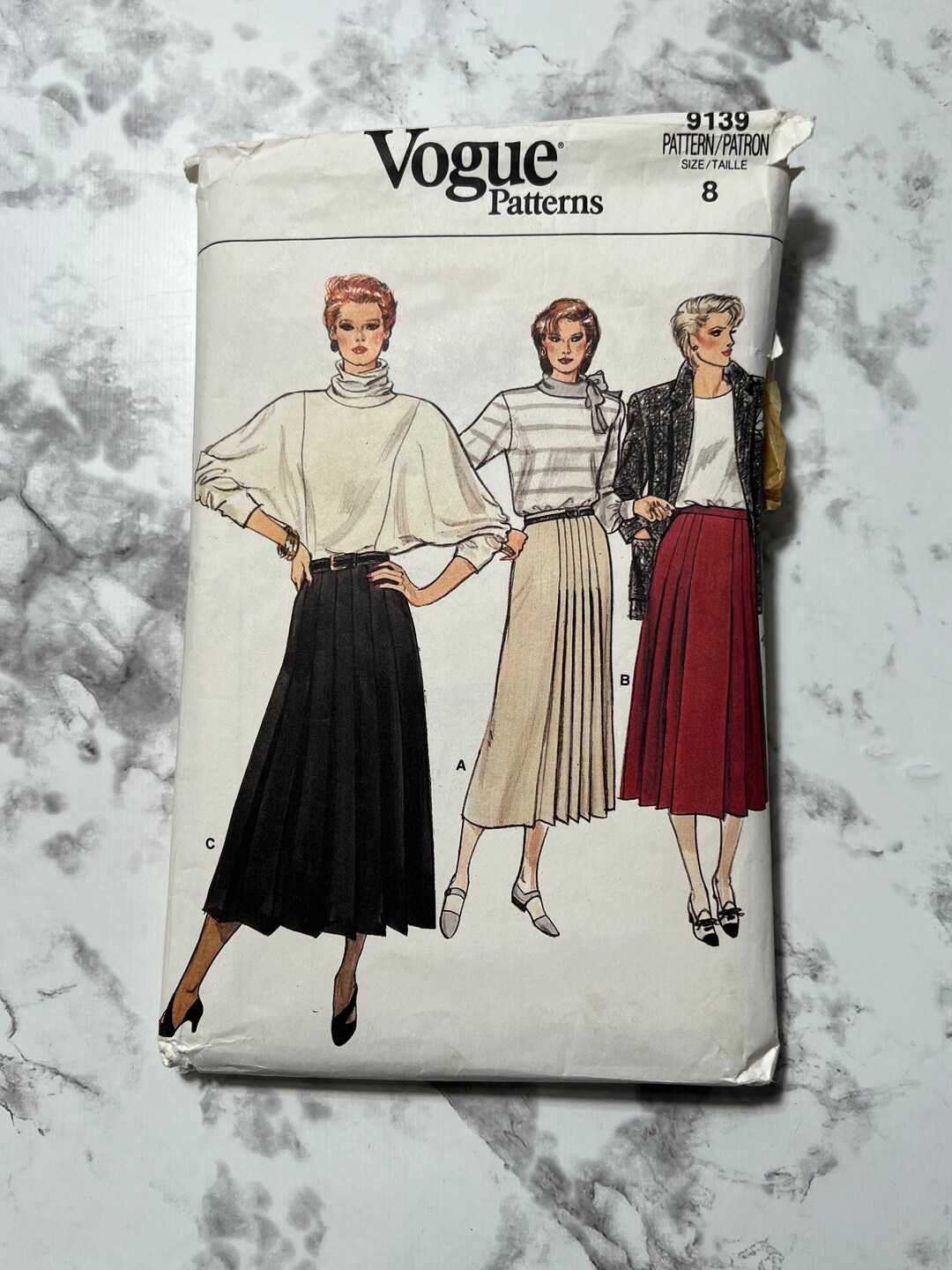 80s Misses Skirt Pattern, Slightly Flared High Waist Pleated Midi ...