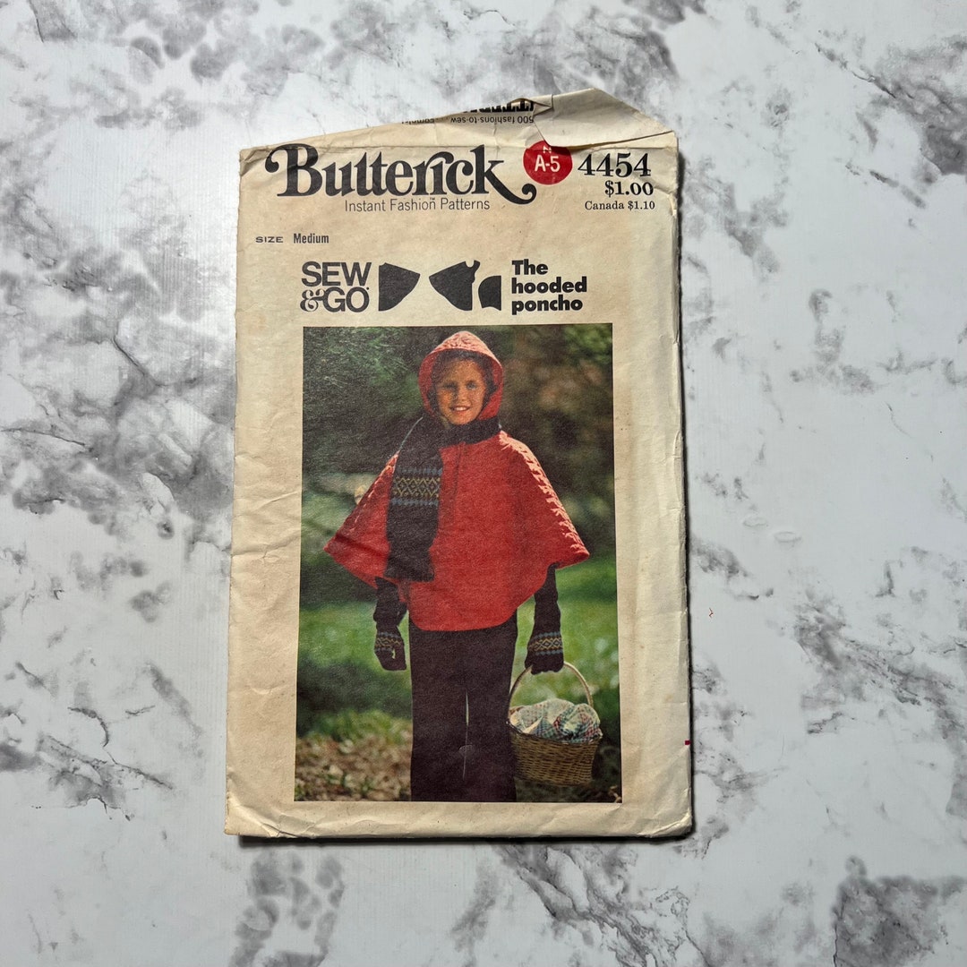 70s Sew and Go Girls' Poncho Pattern, the Hooded Poncho, Children's ...