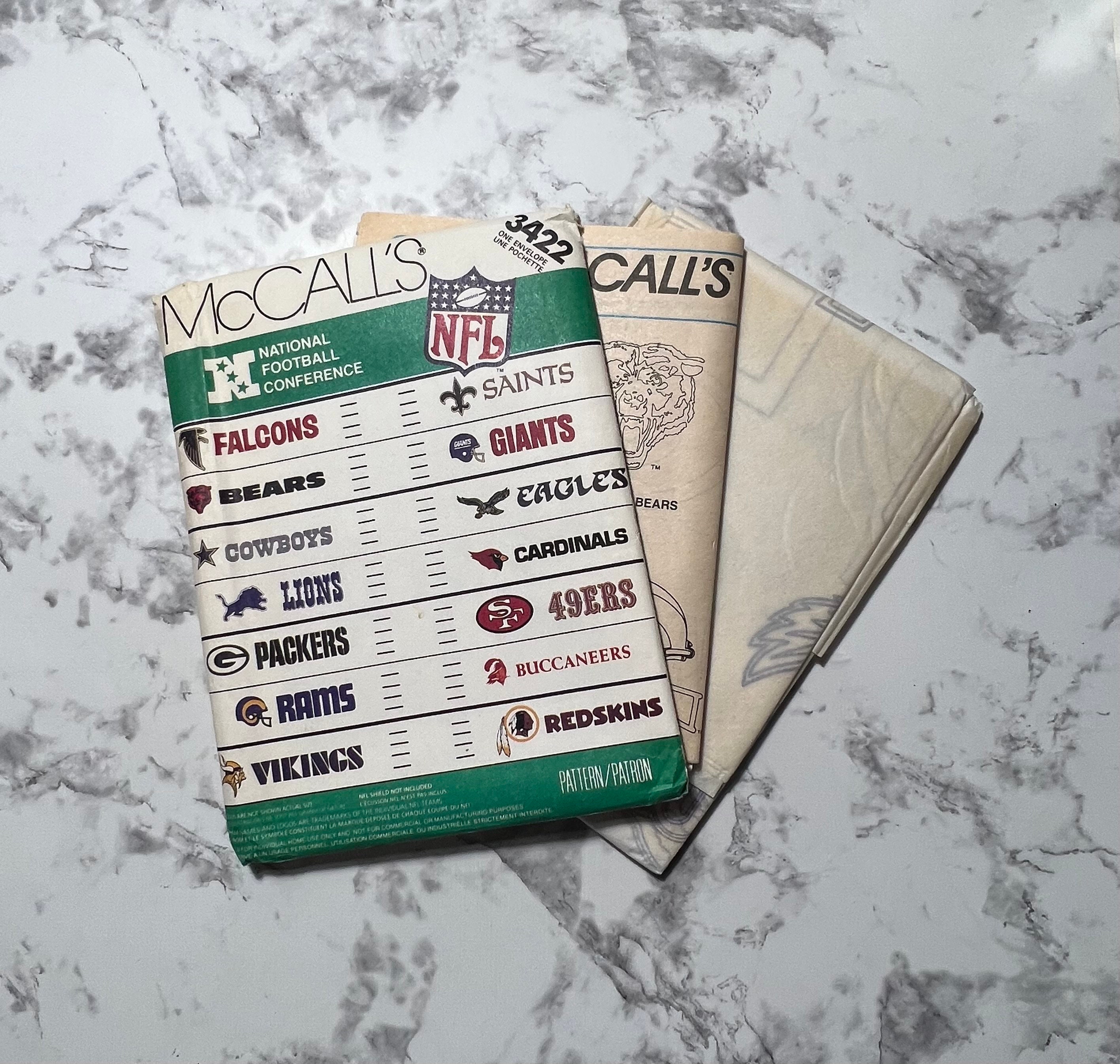 80s NFL Outline Transfers, Football Applique Transfers Pattern With NFC ...