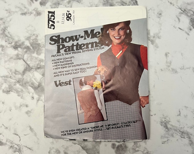 70s Show Me! Pattern, Misses' Vest Pattern, Easy to Sew Fitted Button ...