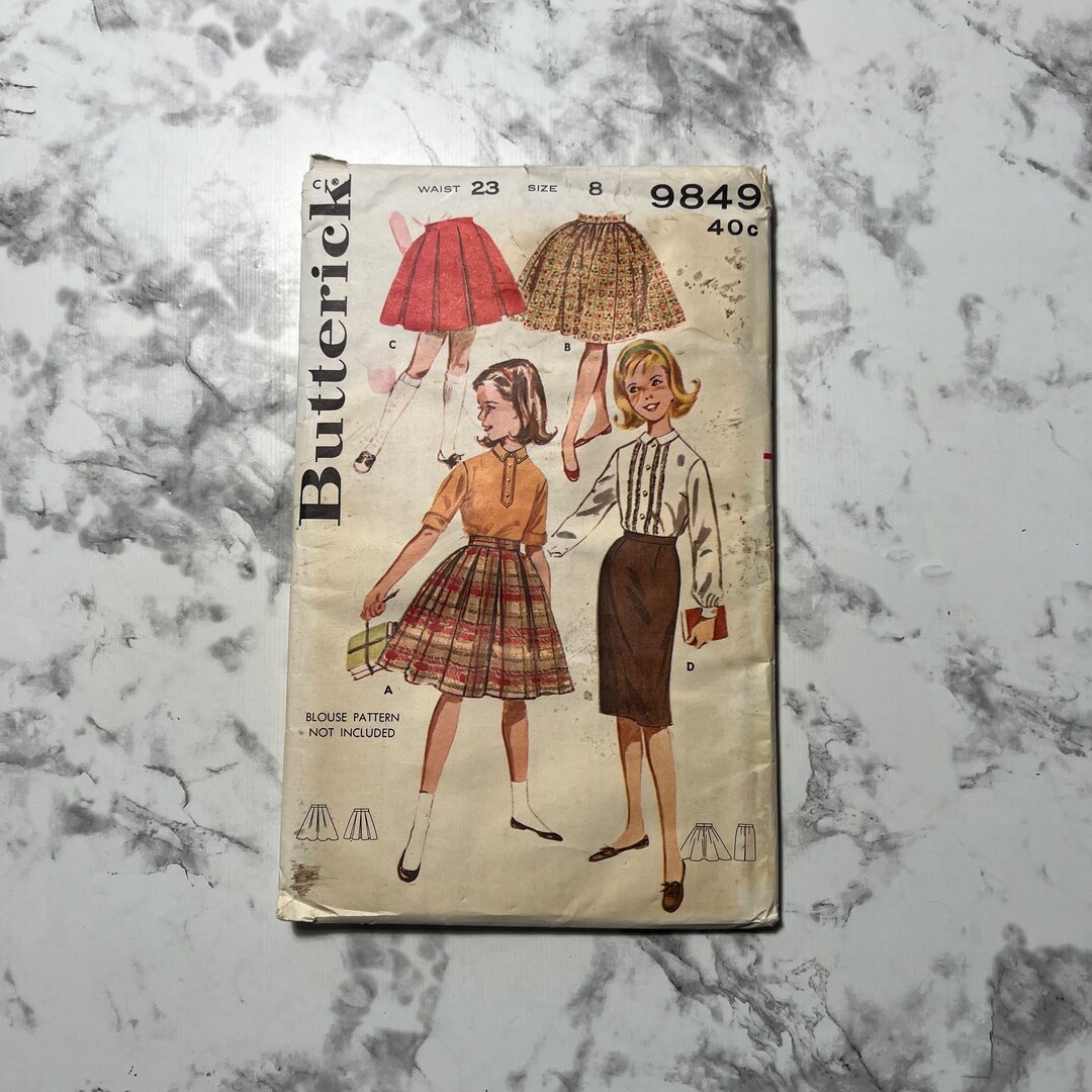 60s Girls' Skirt Wardrobe Pattern, Children's High Waisted Pleated ...