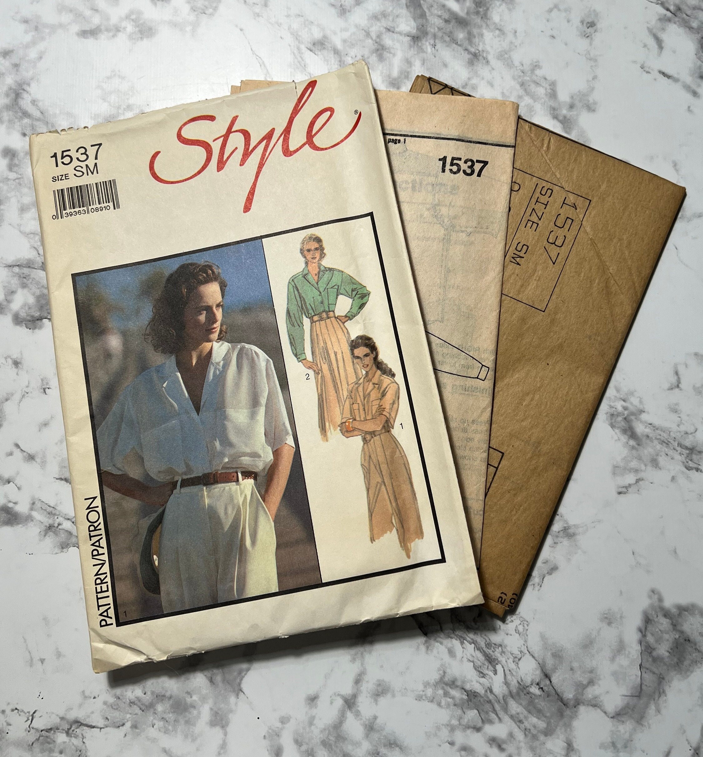 80s Misses Shirt Pattern, Loose Fitting Short or Long Sleeve Button ...