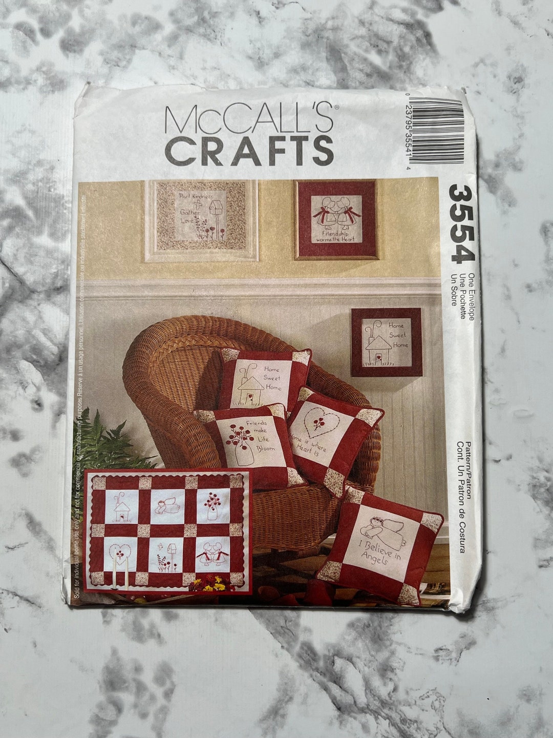 Early 2000s Redwork Crafts Pattern, Embroidered Wall Quilts or Pillow ...