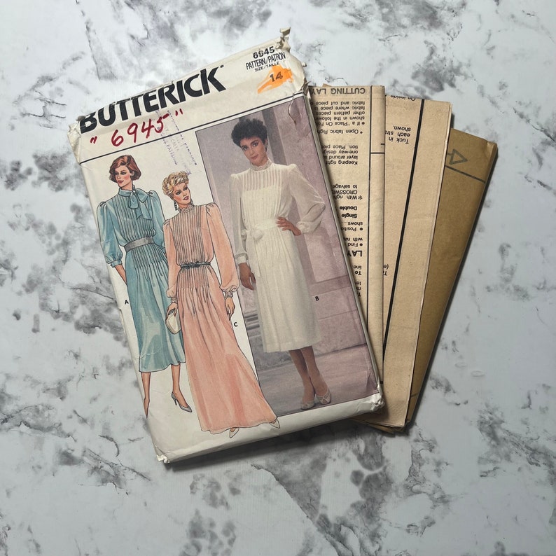 80s Misses'/misses' Petite Dress Pattern, Long Sleeve Midi or Maxi ...