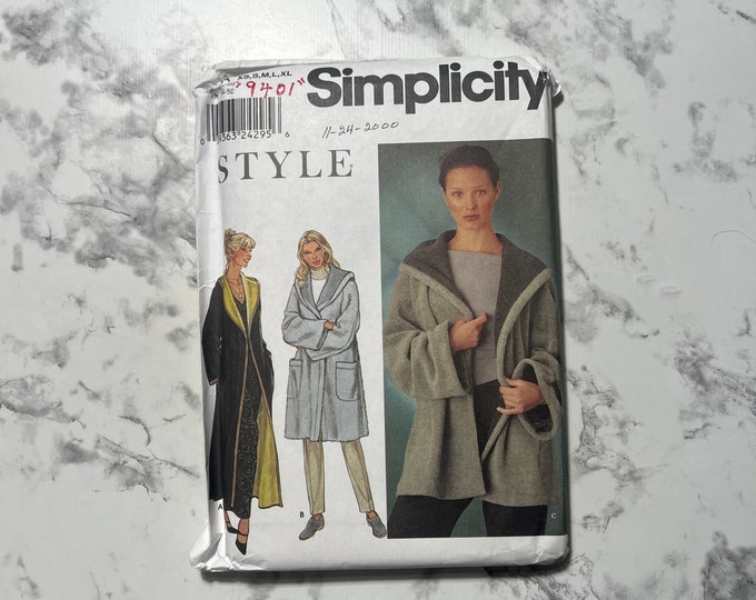 Early 2000s Style Misses' Coat or Jacket Pattern, Open Front Hooded ...