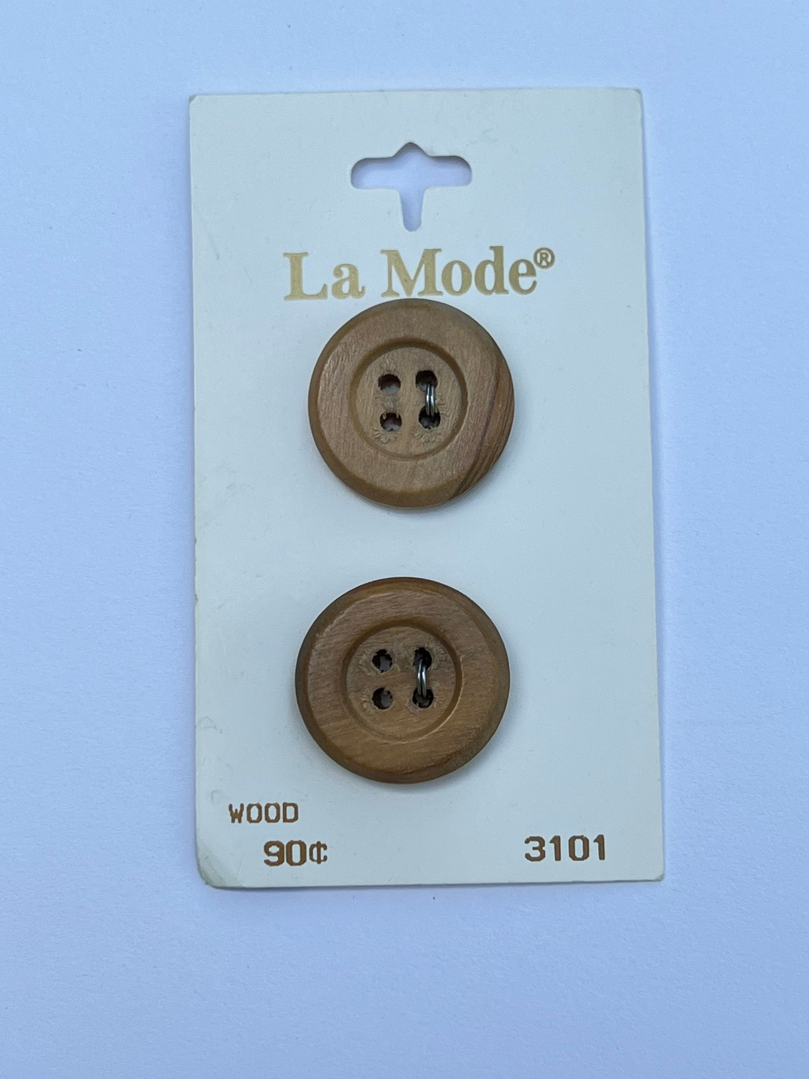 Vintage La Mode Brown Wood Buttons, Round Buttons With 4 Holes, Set of ...