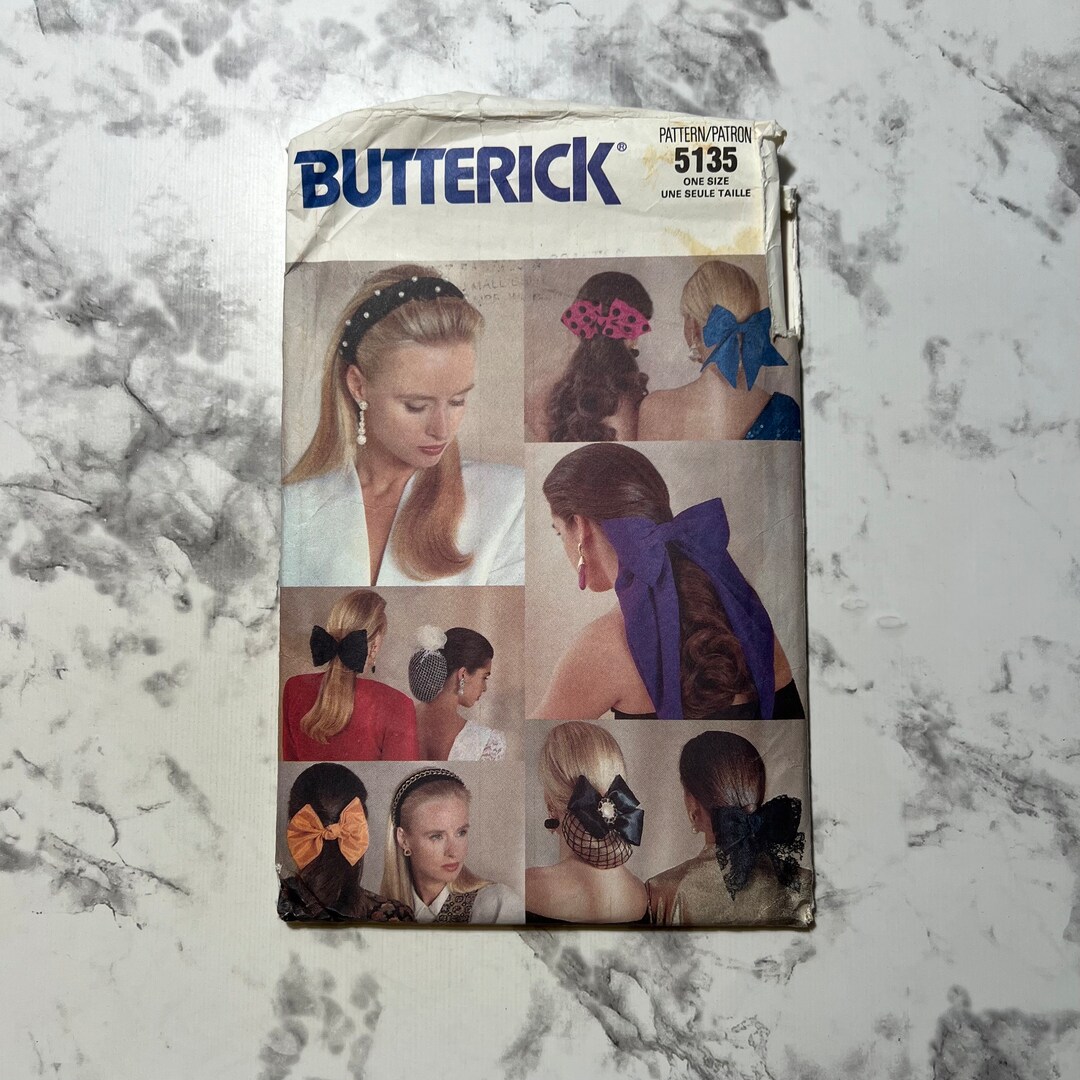 90s Hair Accessories Pattern, Bow, Headband, Flower Clips, and Snood ...