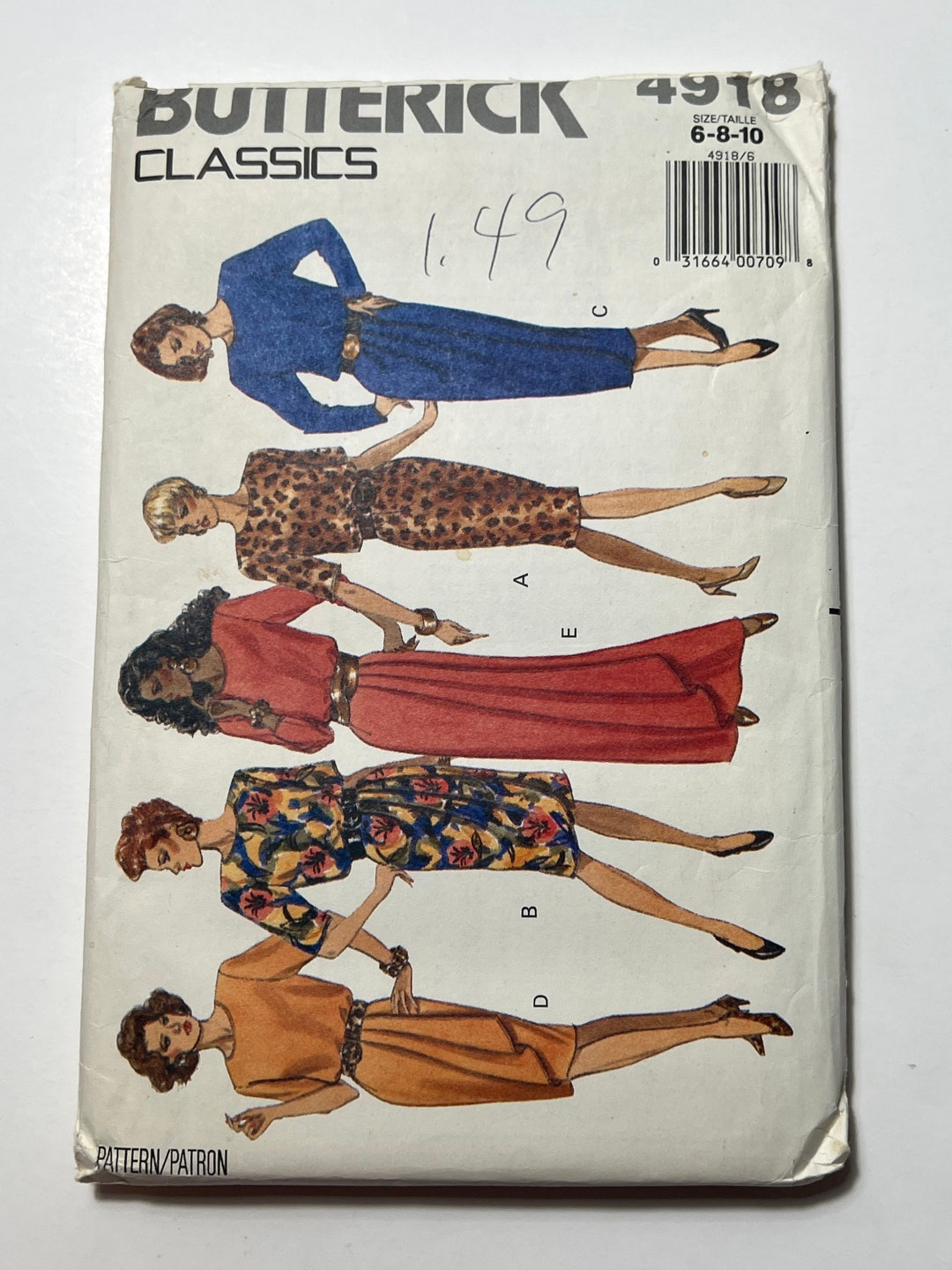 90s Easy Dress With or Without Front Mock Wrap Skirt Pattern, Elbow ...