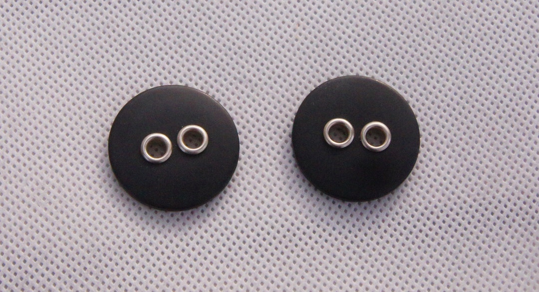 Vintage Round Black Plastic Buttons With 2 Holes, Set of 2 Vintage ...