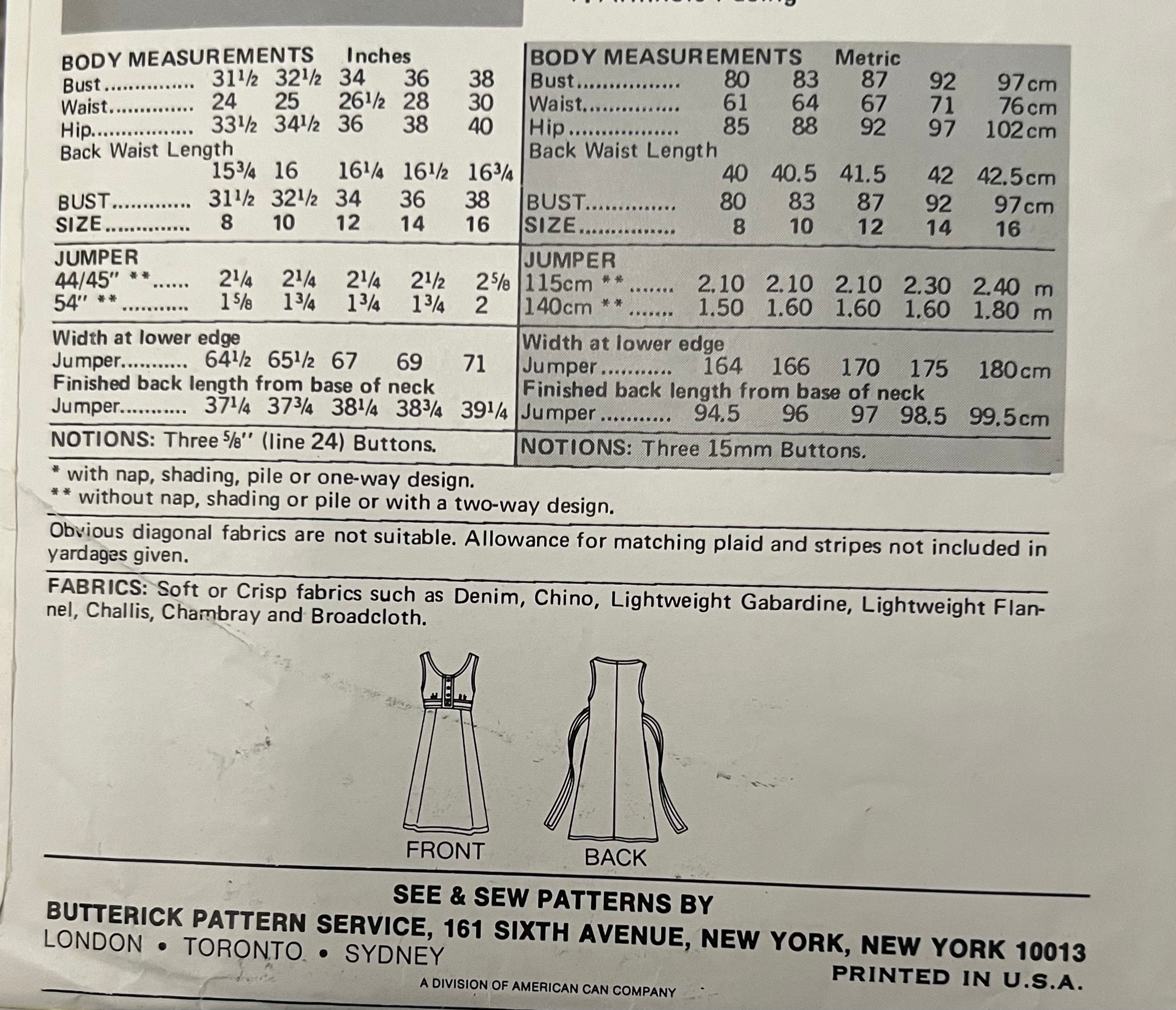 Early 80s Misses Jumper Pattern, Sleeveless Dress Pattern With Round ...