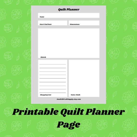 Printable Quilt Planner - Etsy