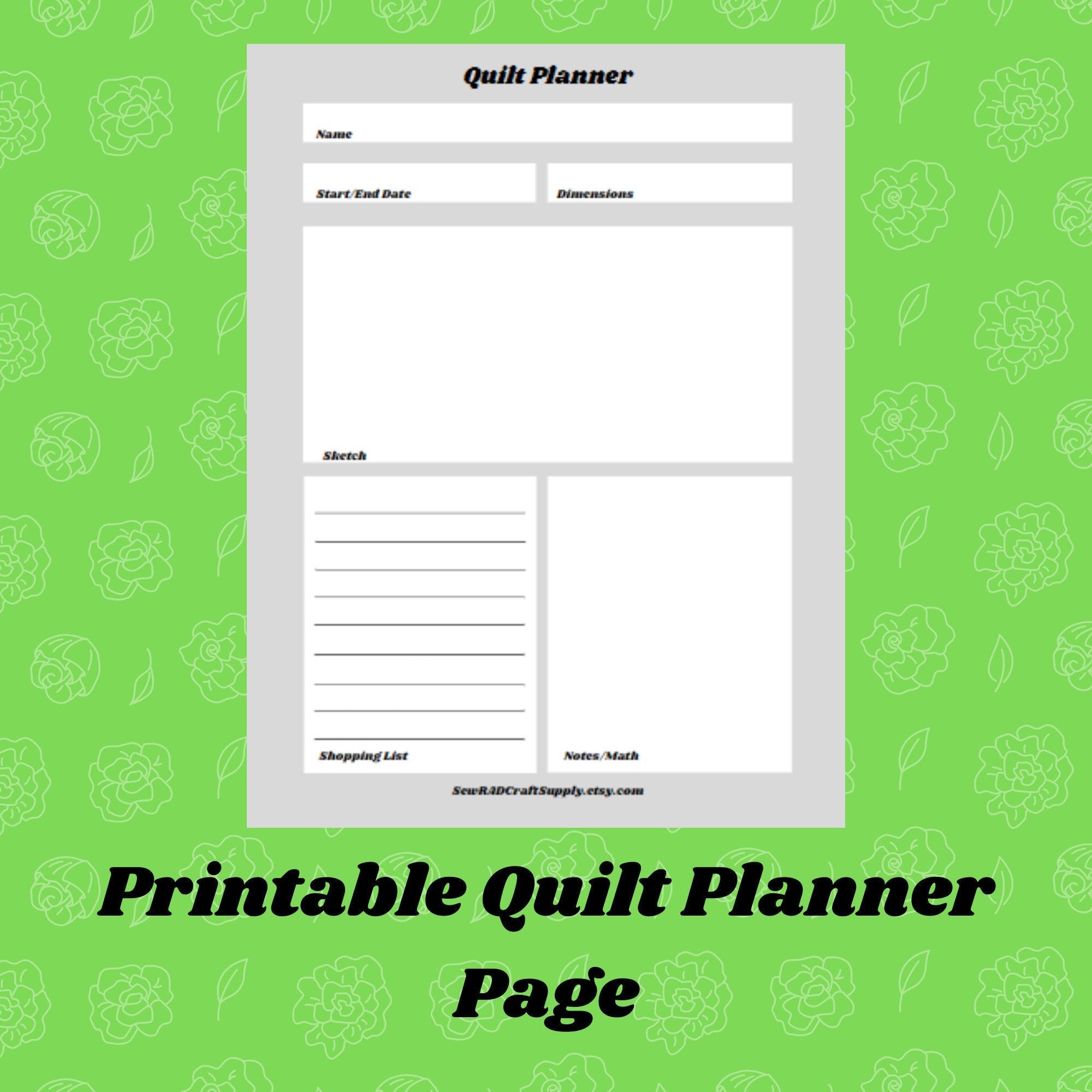 Printable Quilt Planner - Etsy