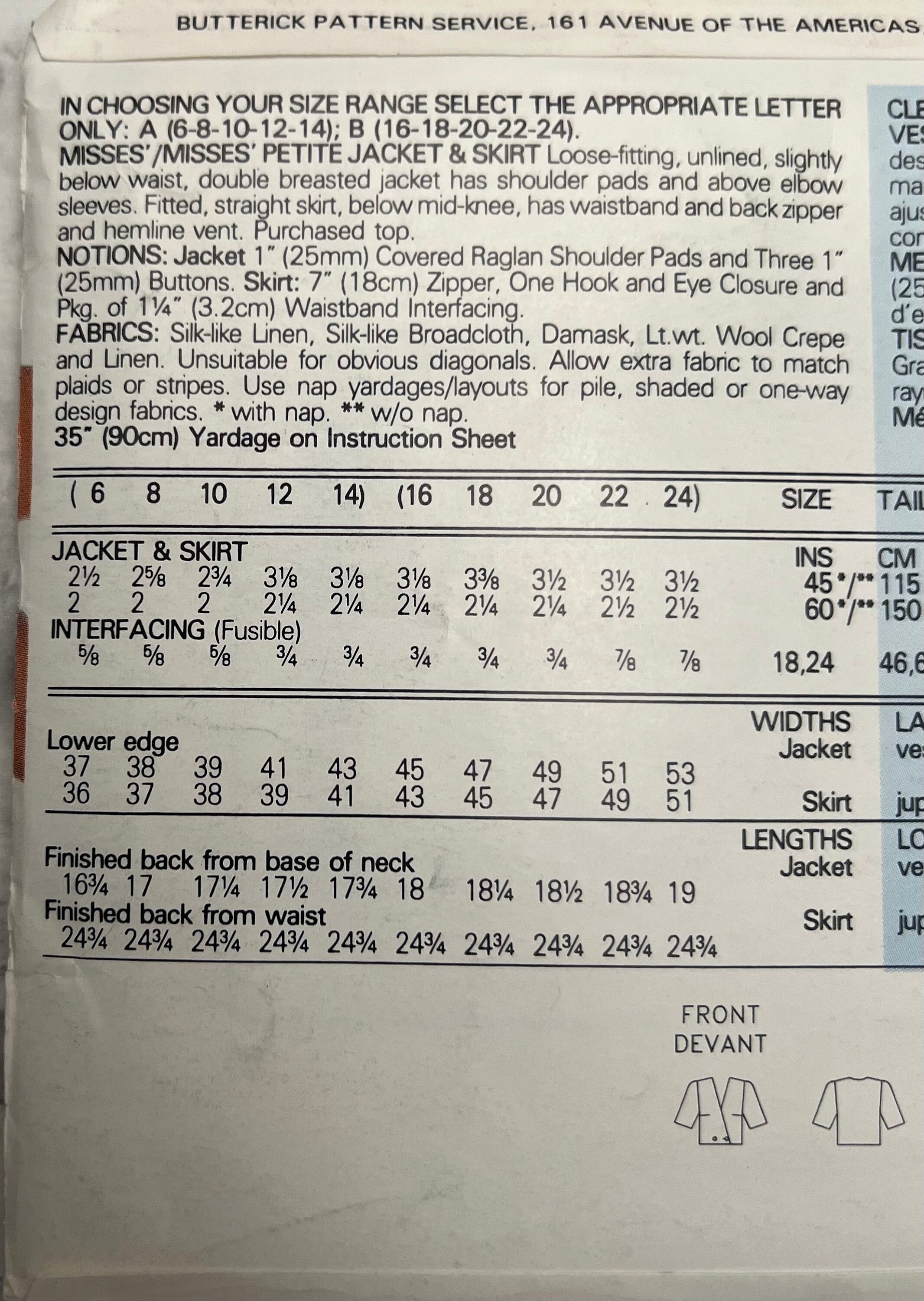 80s Very Easy Misses'/misses' Petite Jacket and Skirt Pattern, Short ...