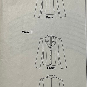 80s Tailored Jacket Pattern, Women's Fitted Button Front Blazer Pattern ...