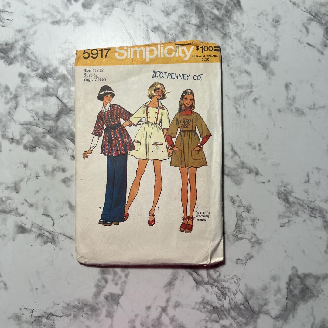 70s Young Junior/teens' Short Dress, Jumper, or Tunic Pattern, Mini ...