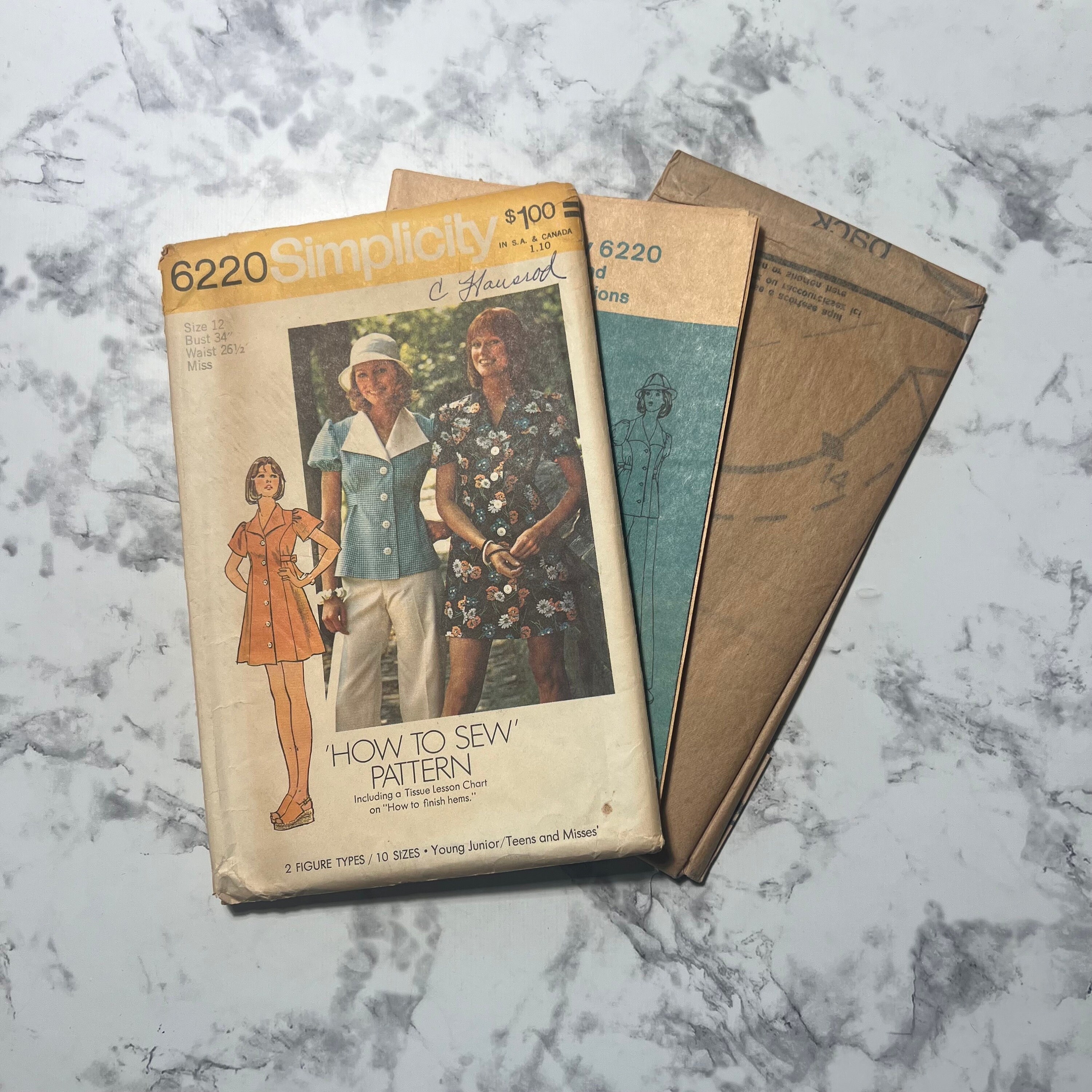 70s How to Sew Young Junior/teens' and Misses' Short Dress or Top and ...