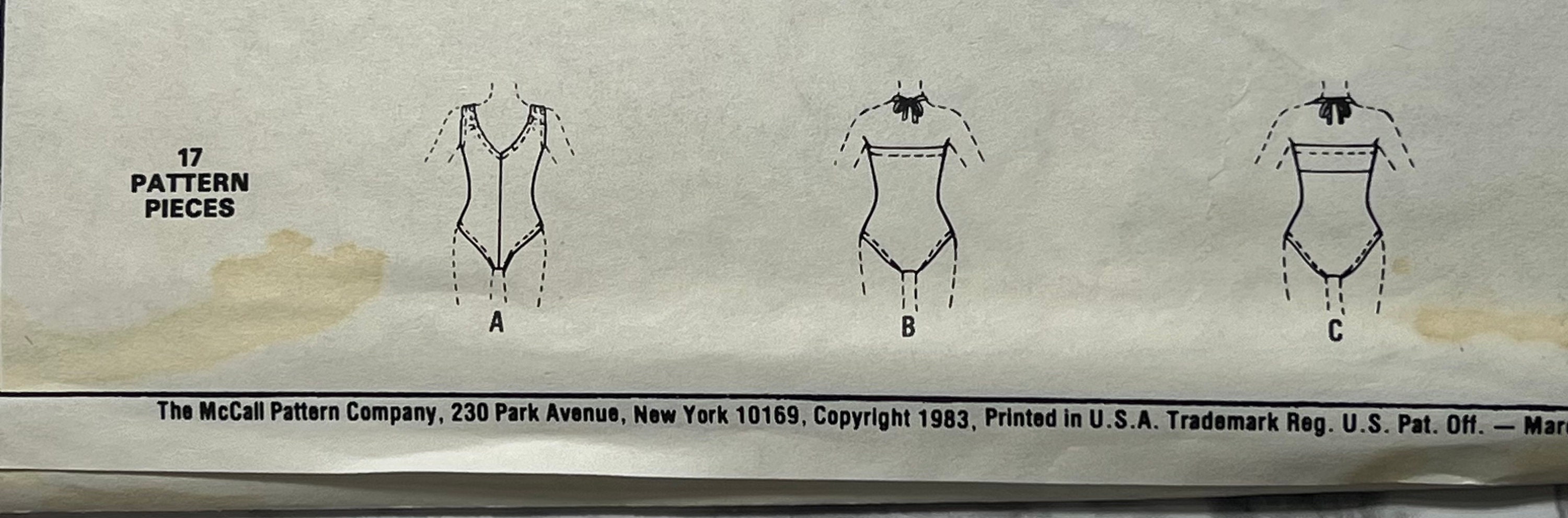 80s Misses Bathing Suits Pattern for 2 Way Stretch Knits Only, One Piece Suits, Mccall's 8564 ...