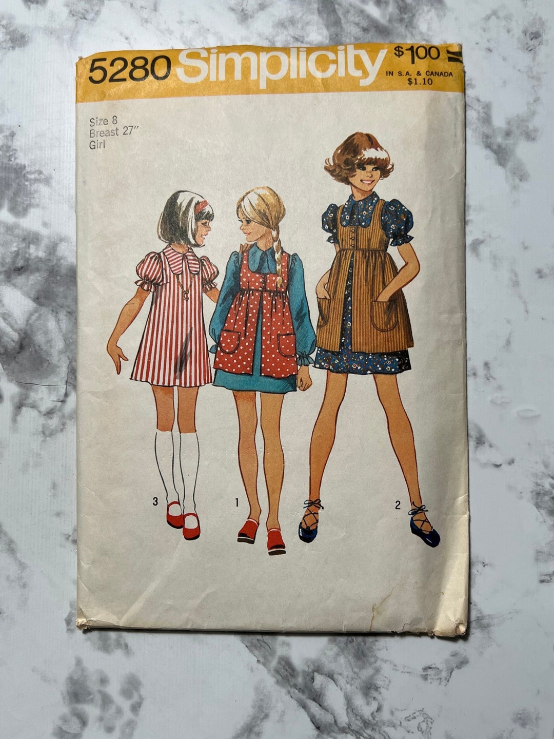 70s Girl's Dress and Smock Pattern, Long or Short Sleeve Dress With ...