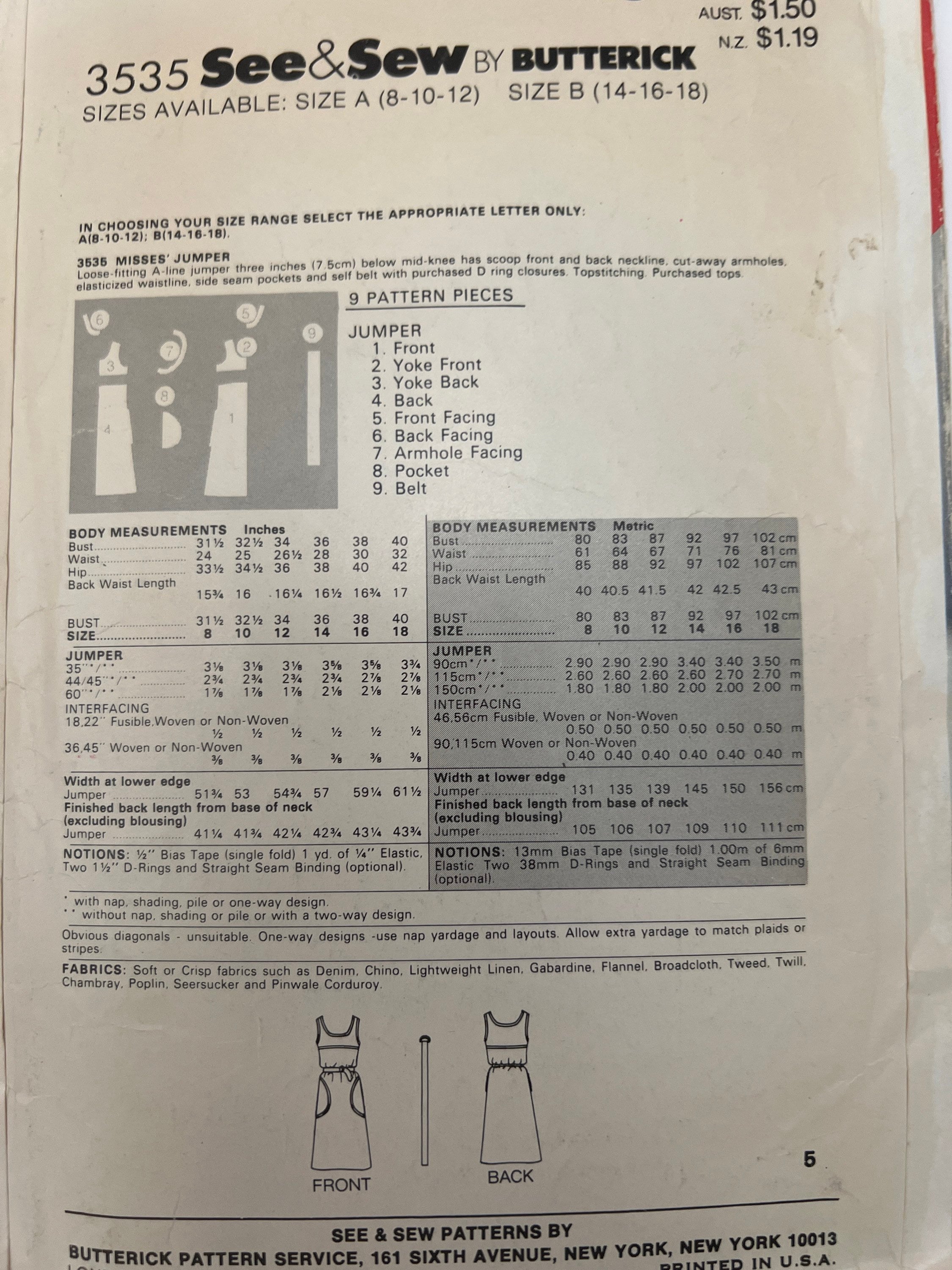 70s Loose Fitting A Line Jumper Pattern, Sleeveless Jumper Dress With ...