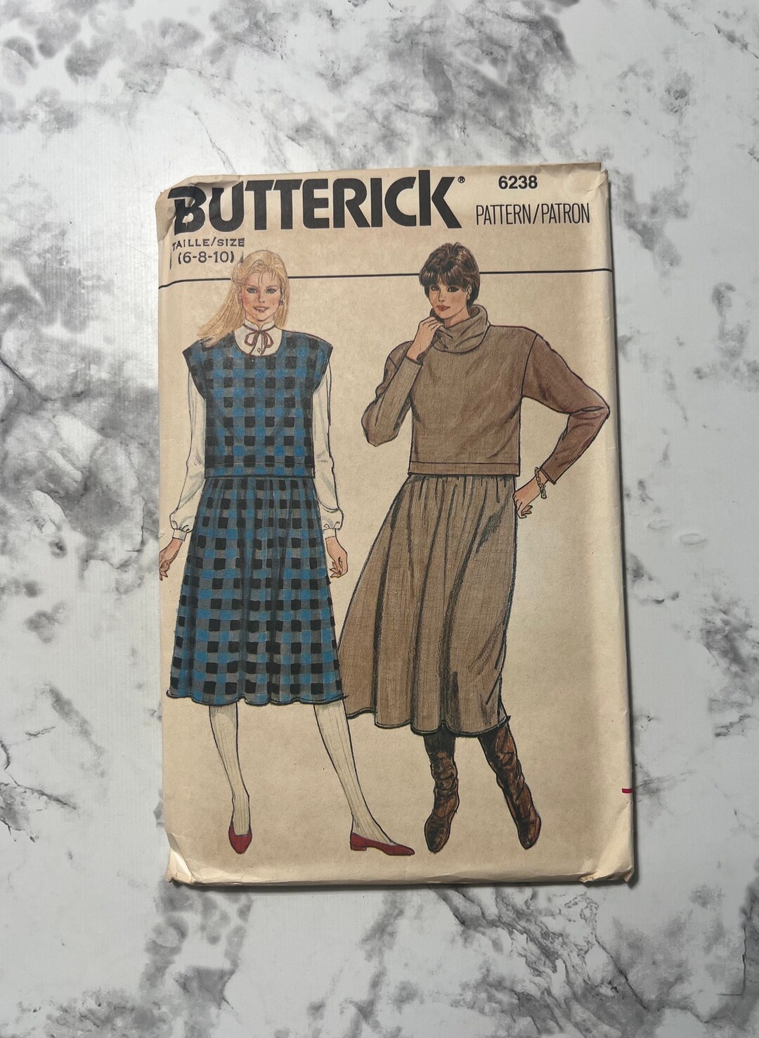80s Misses' Dress and Jumper Pattern, Midi Length Long Sleeve Dress or ...
