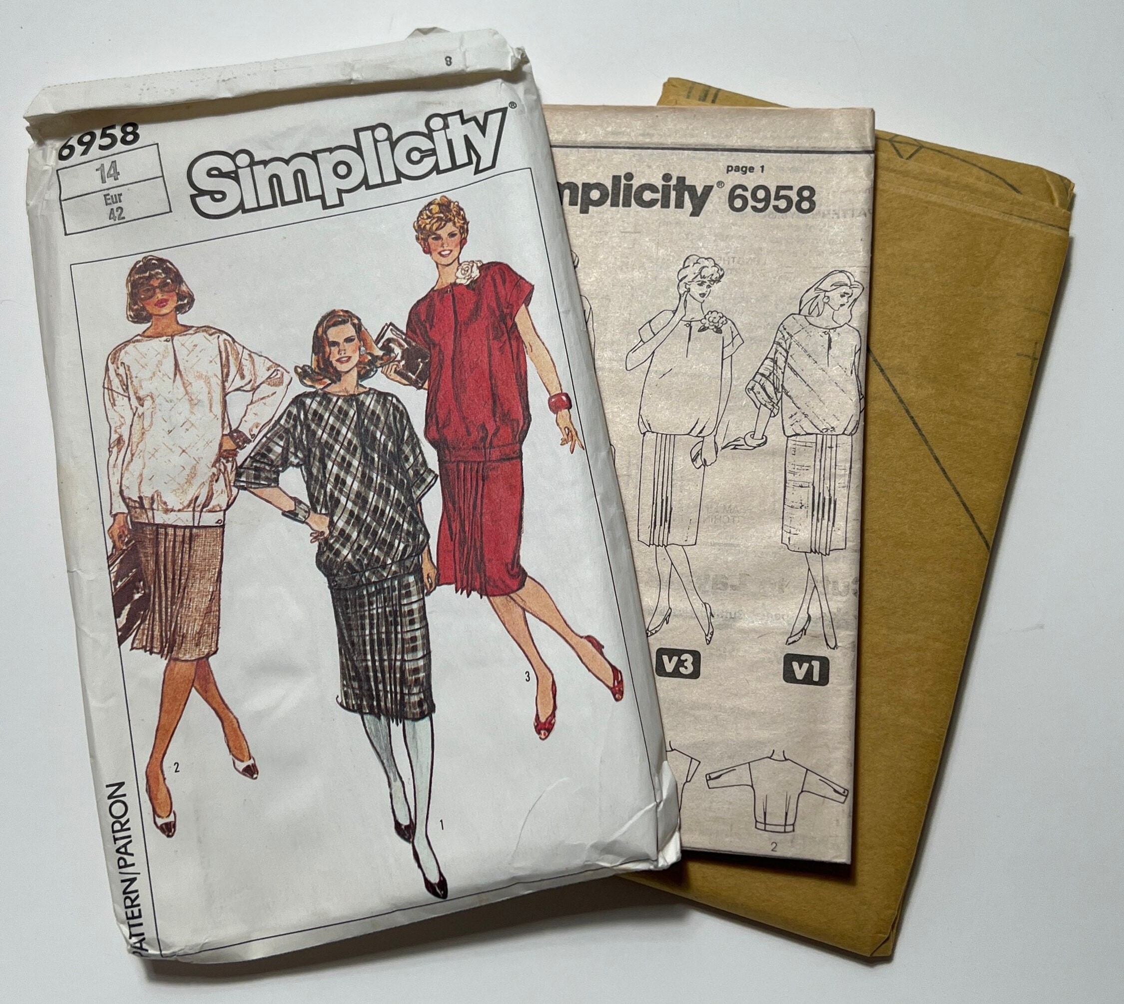 80s Maternity 2 Piece Dress Pattern, Pregnancy Top and Matching Skirt ...