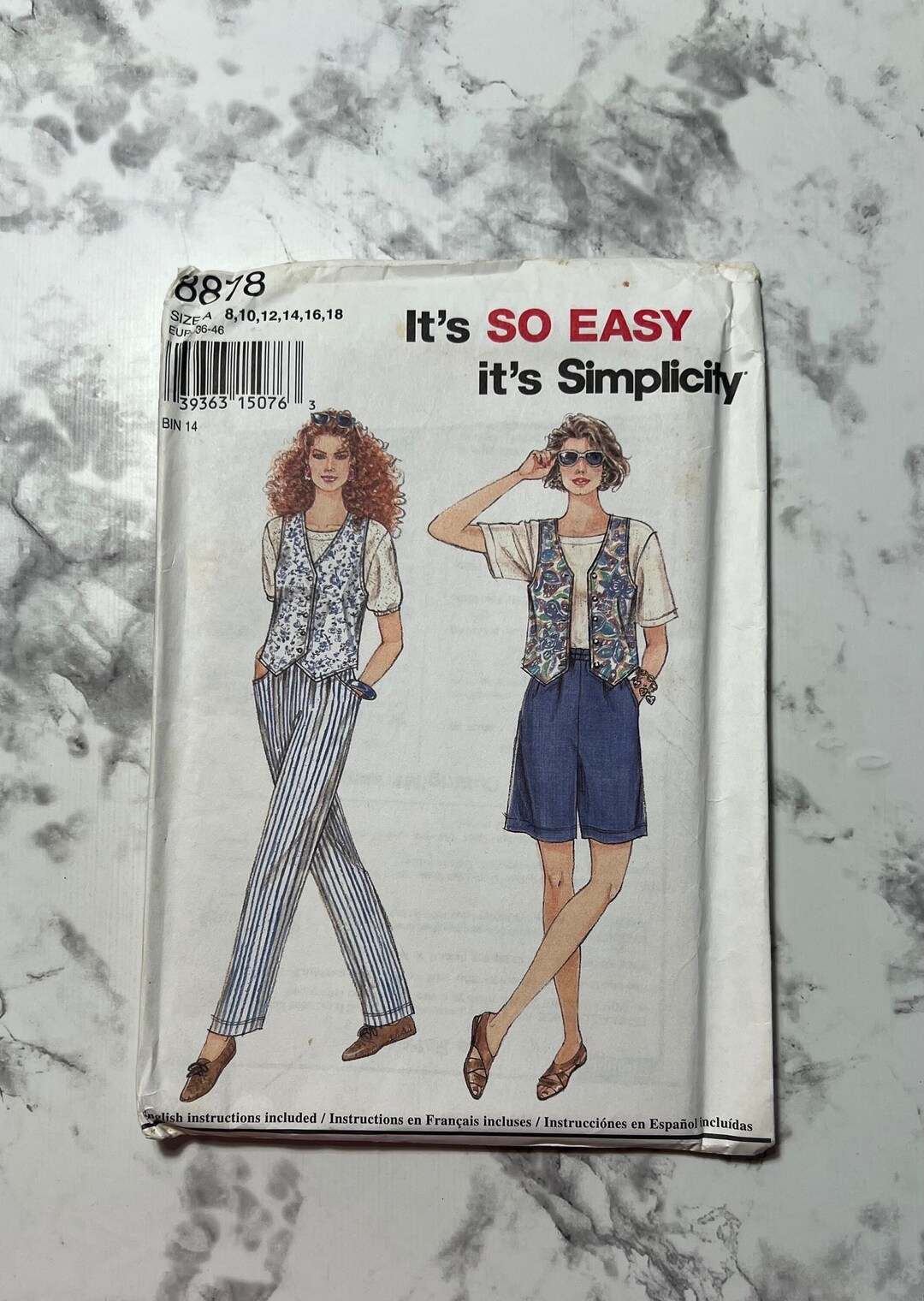 90s Easy Misses Pull-on Pants or Shorts and Lined Vest Pattern, Vest ...