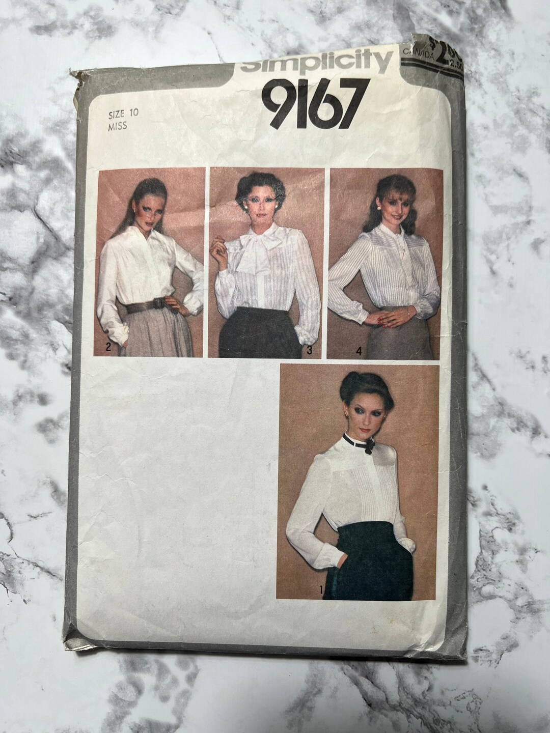 70s Misses Set of Blouse and Cocarde Pattern, Long Sleeve Button Front ...