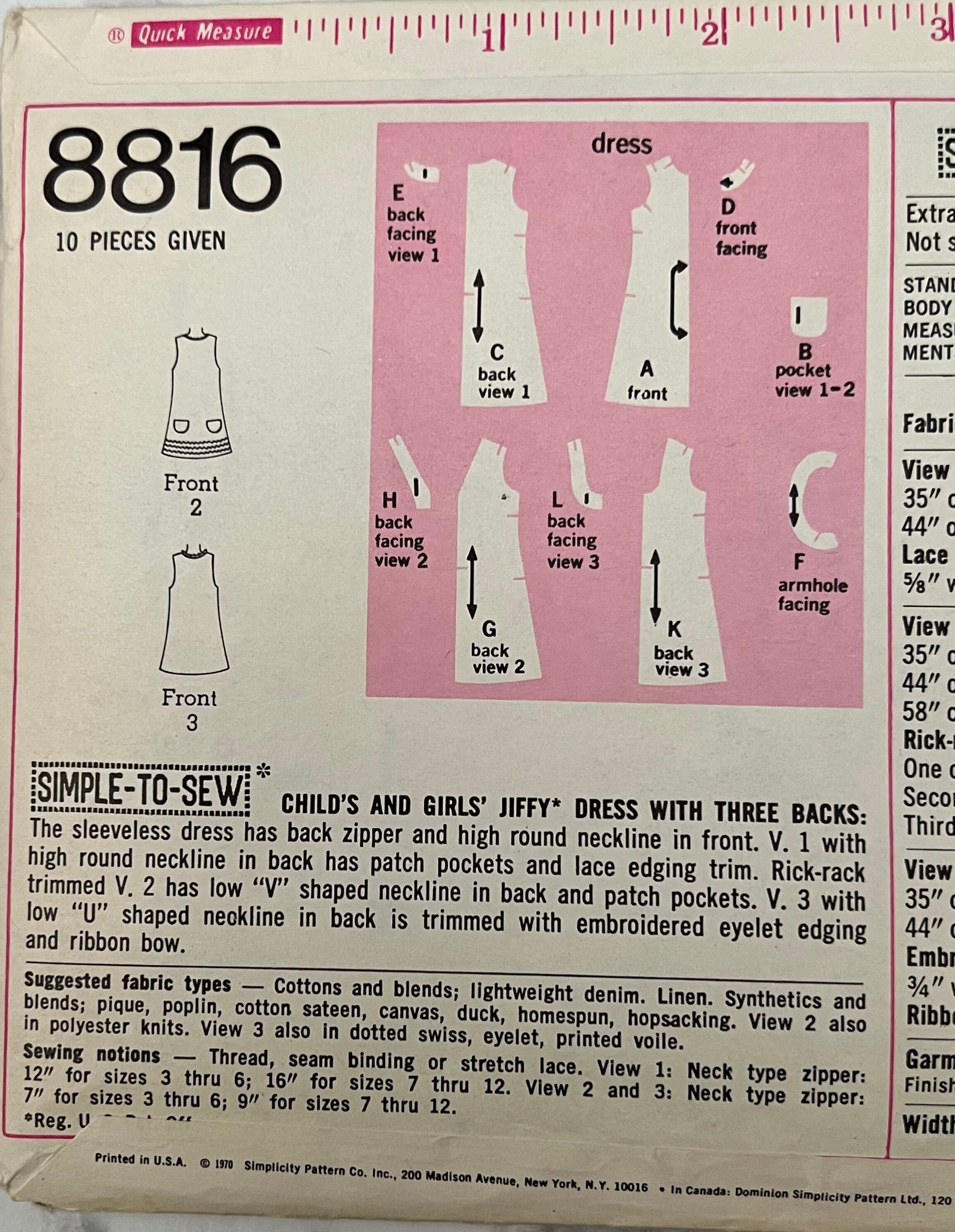 70s Simple to Sew Child's and Girl's Jiffy Dress - Etsy