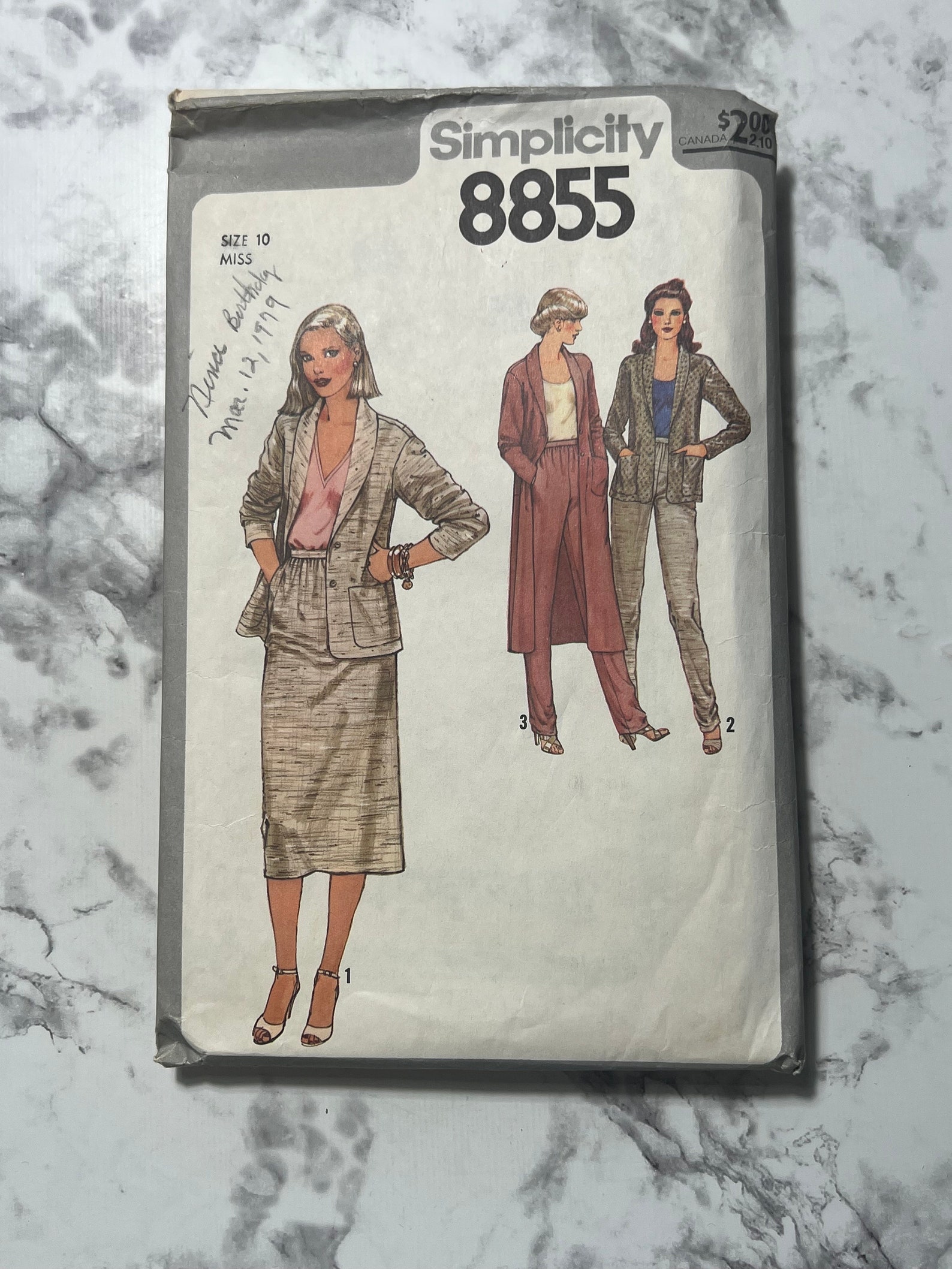 70s Misses Unlined Jacket in 2 Lengths, Skirt, and Pants Pattern, Suit ...