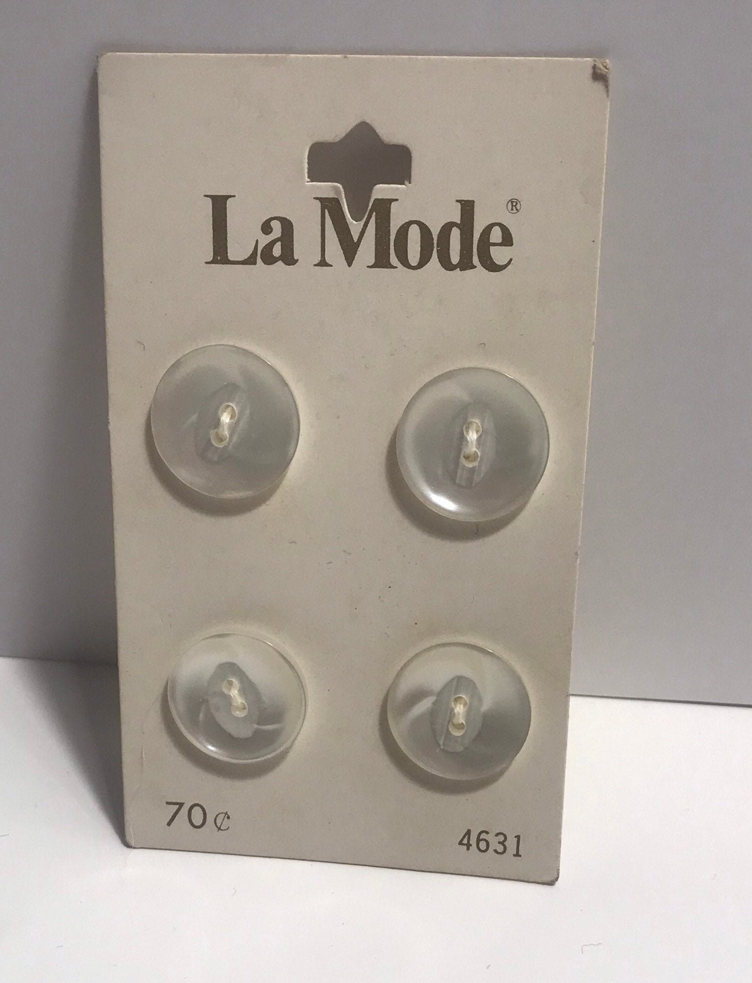 Vintage La Mode Round Translucent White Buttons, Round Shiny White ...