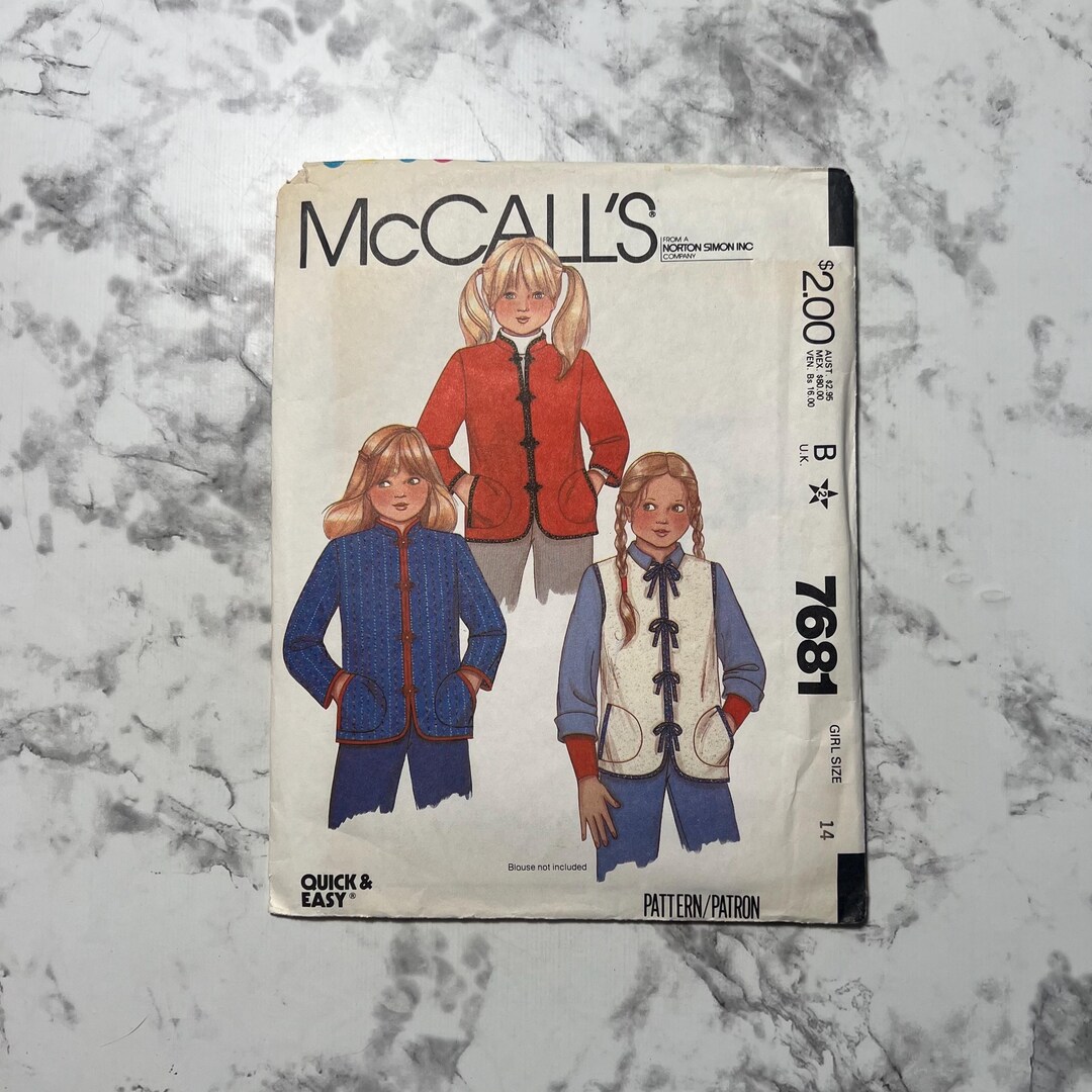 80s Quick and Easy Girls' Jacket and Vest Pattern, Button Front Jacket ...