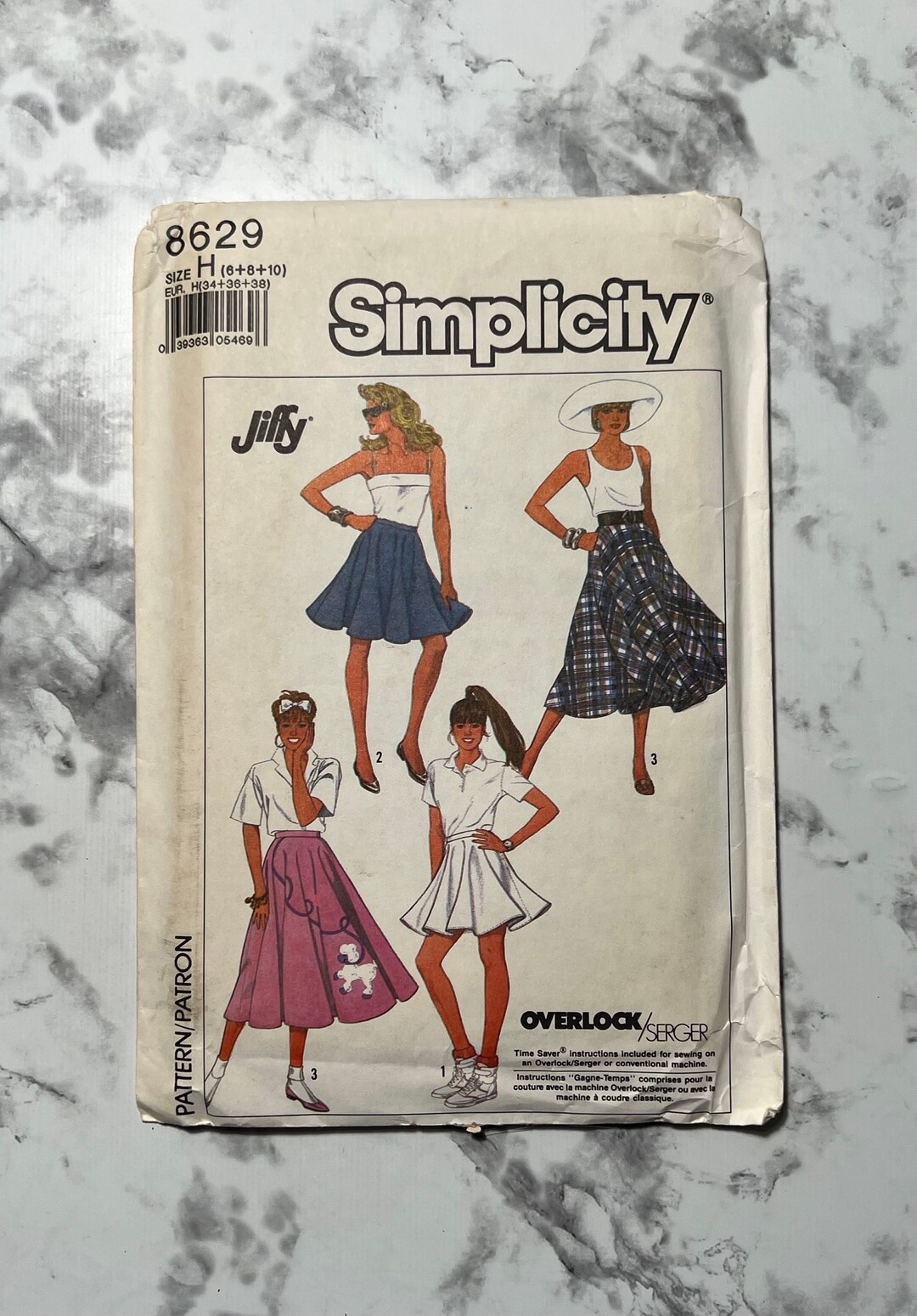 80s Jiffy Misses' Circle Skirt Pattern in 3 Lengths, High Waisted Flared Skirt, Simplicity 8629 ...